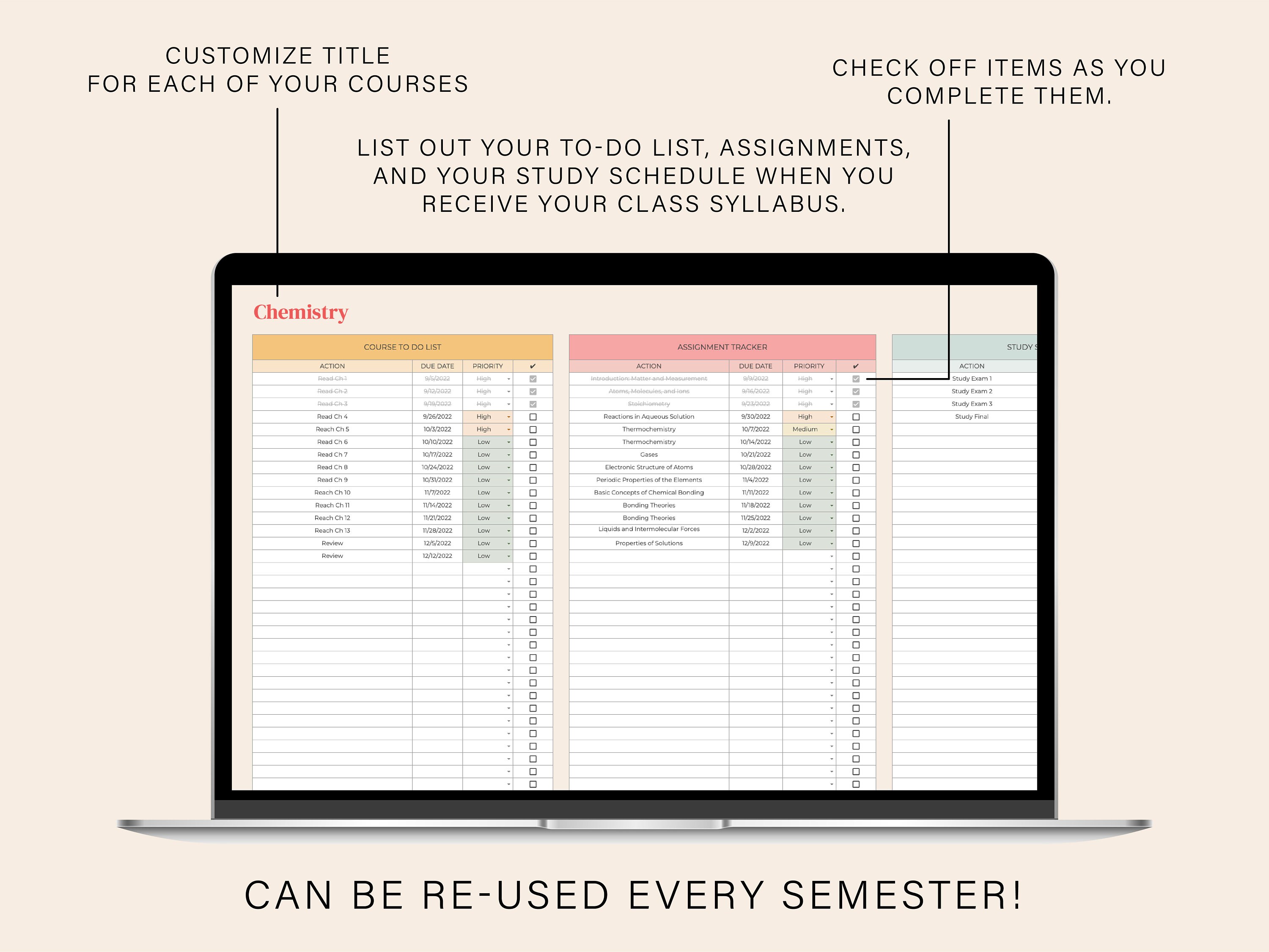 Digital Student Planner College Planner Course Tracker - Etsy
