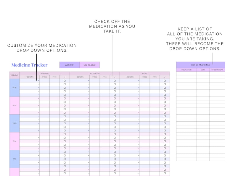 Medical Planner Spreadsheet | Digital Medication Tracker | Appointment ...