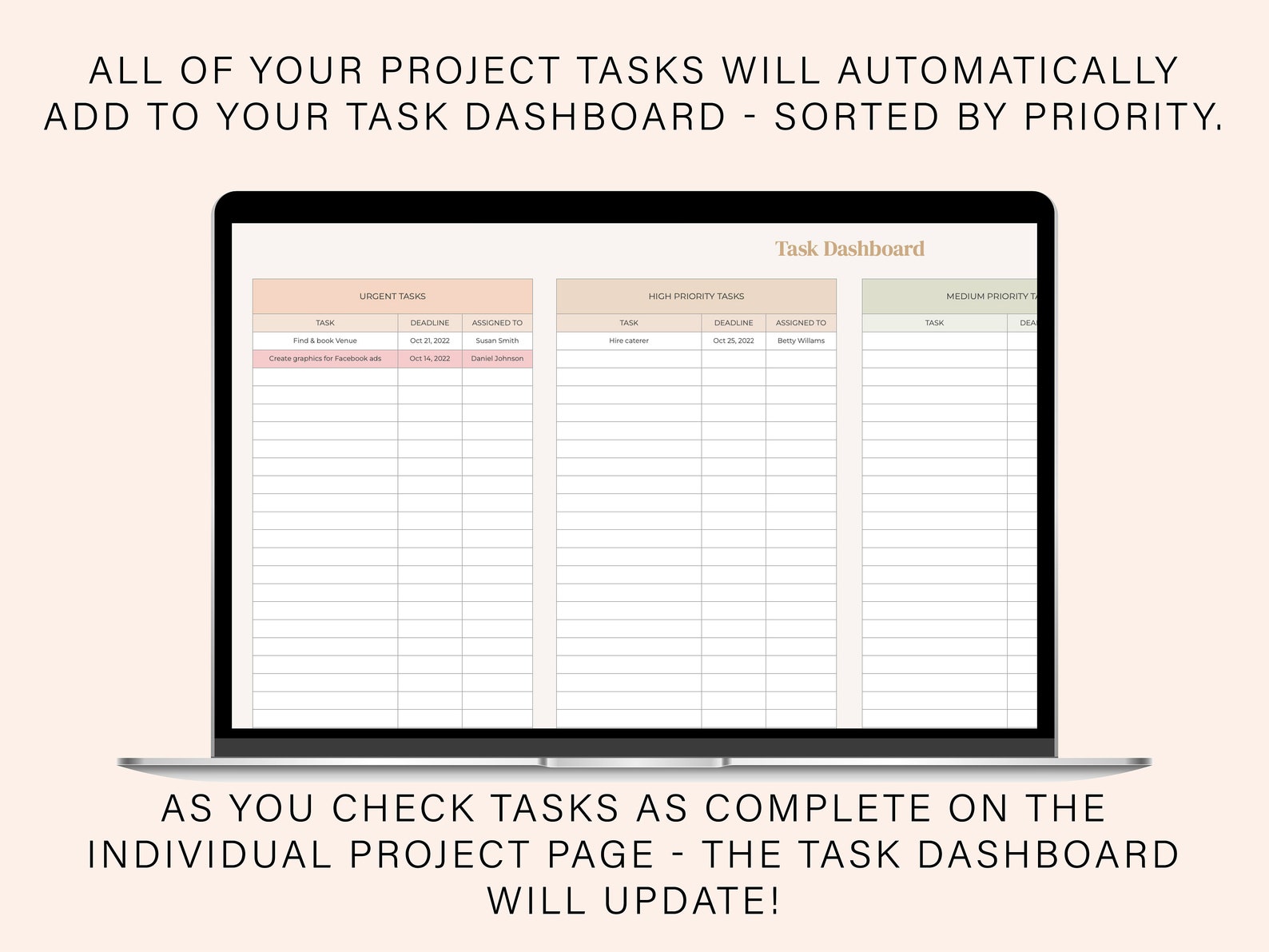 Project Management Planner Spreadsheet | Small Business Project Tracker ...