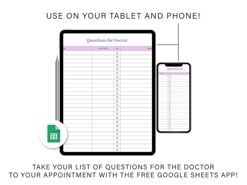 Medical Planner Spreadsheet | Digital Medication Tracker | Appointment ...