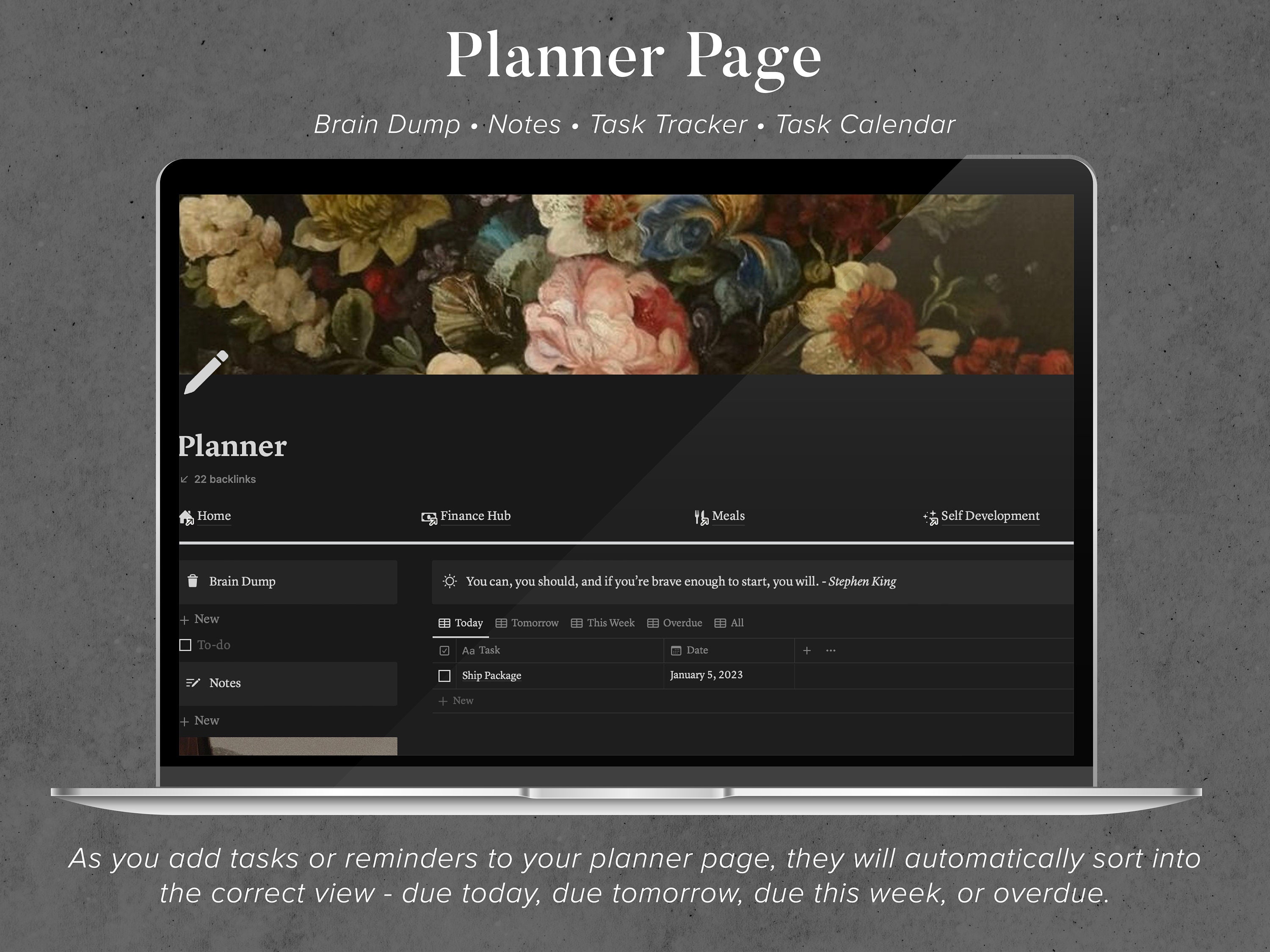 Notion Life Planner Template | Dark Mode Notion Template | Digital ...