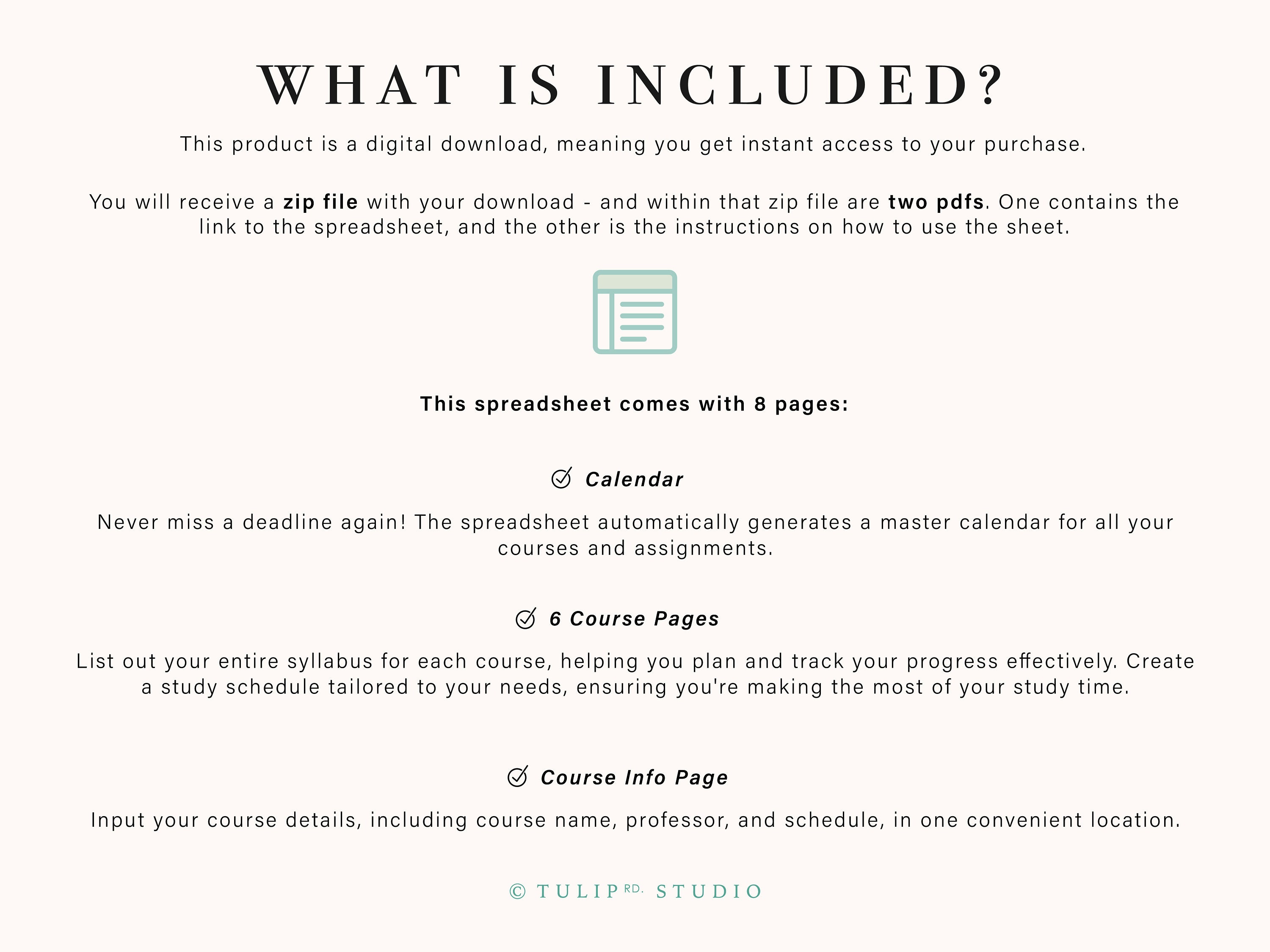 Digital Student Planner College Planner Course Tracker Google Sheets ...