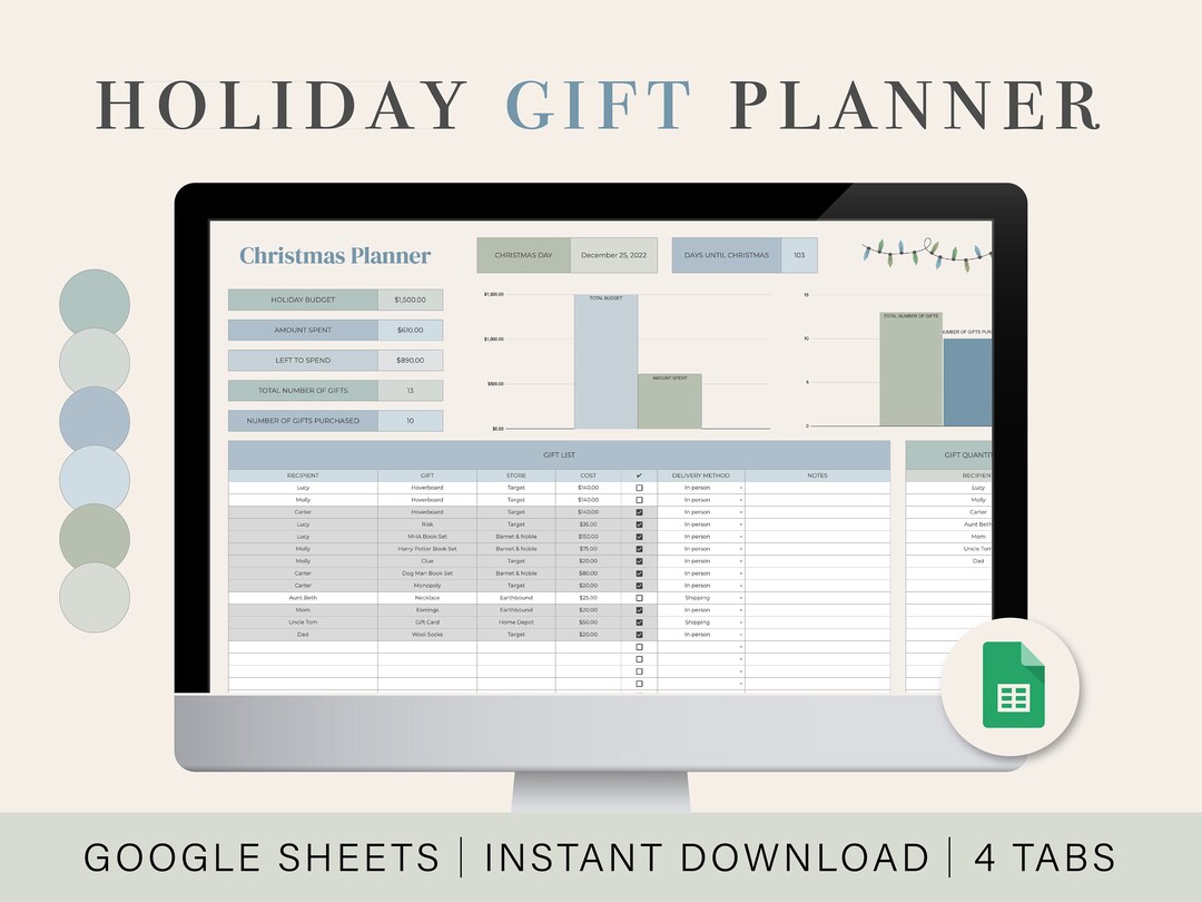 Holiday Planner Christmas Gift Tracker Gift Tracking - Etsy