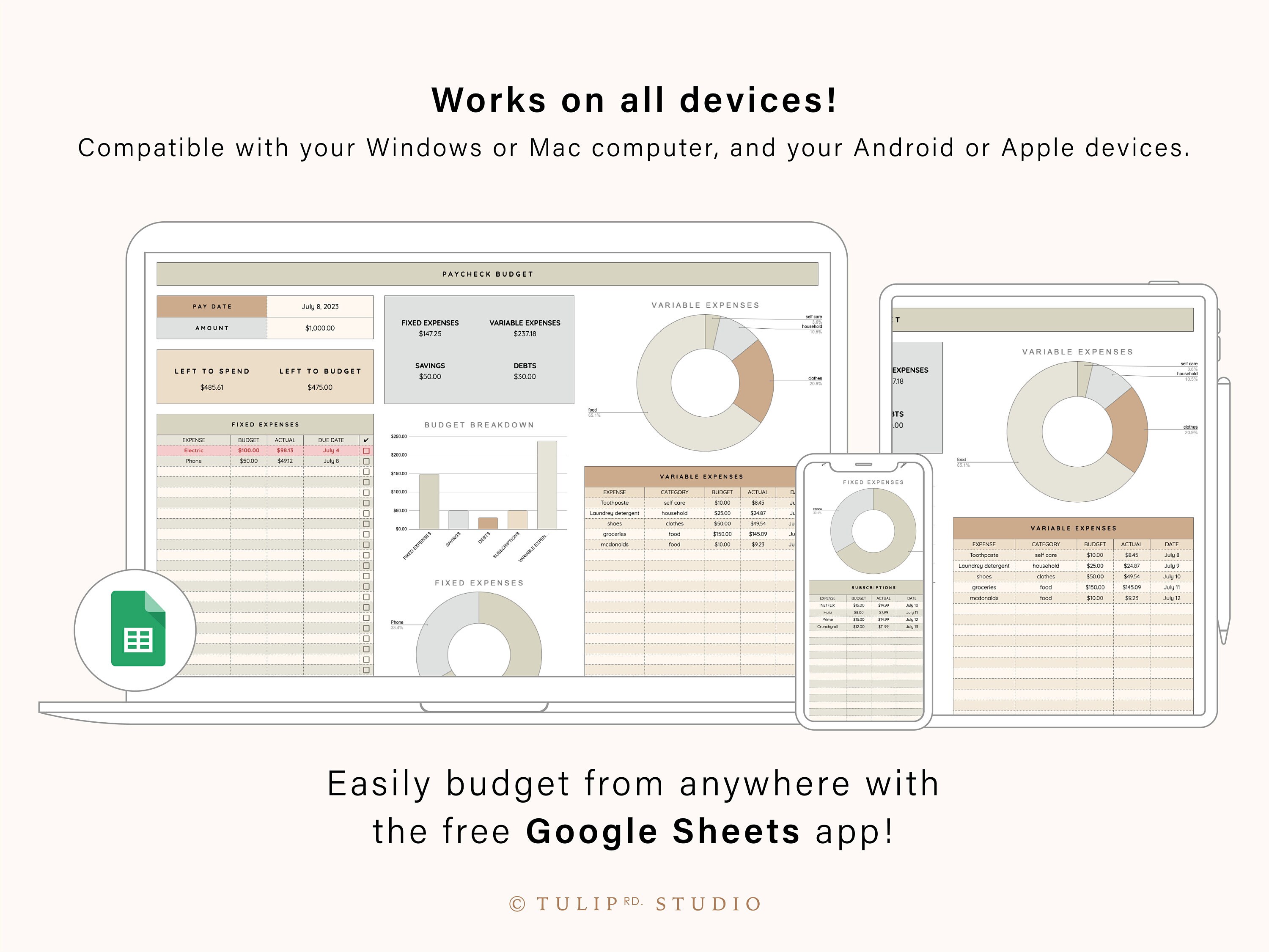 Paycheck Budget Spreadsheet for Google Sheets Template for Budgeting ...