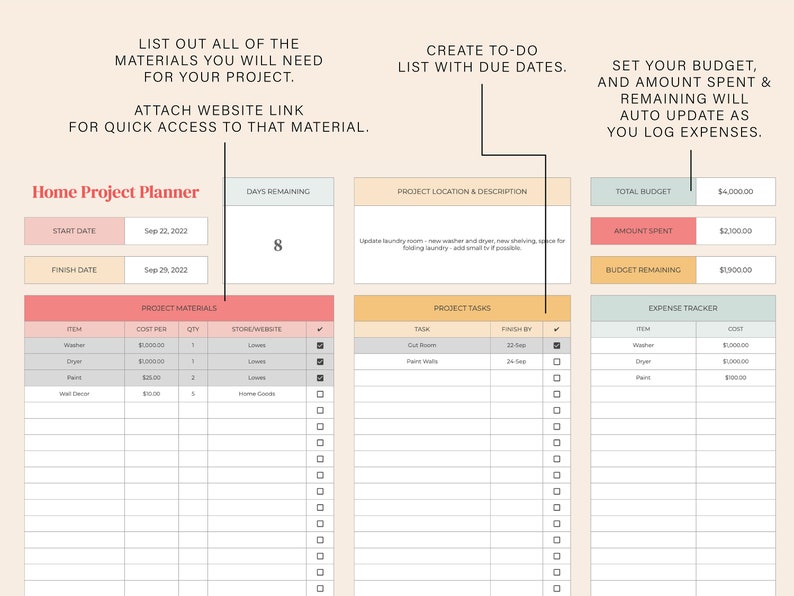 Home Management Planner | Digital House Maintenance Tracker | House ...