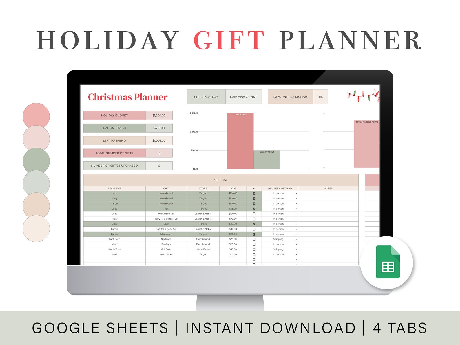 Holiday Planner Christmas Gift Tracker Gift Tracking - Etsy