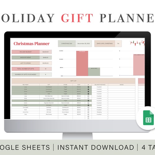 Holiday Planner Christmas Gift Tracker Gift Tracking - Etsy