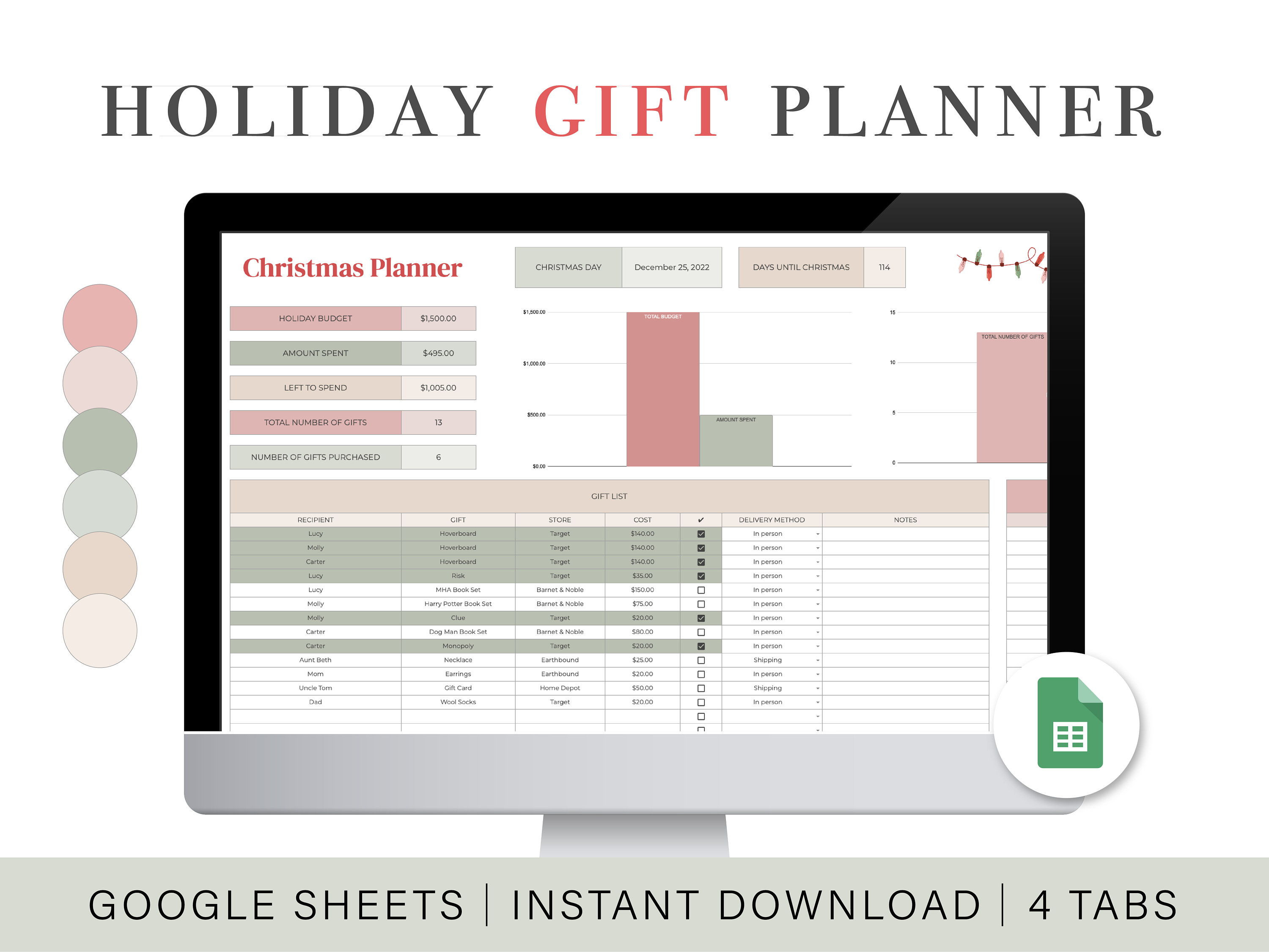 Holiday Planner Christmas Gift Tracker Gift Tracking - Etsy