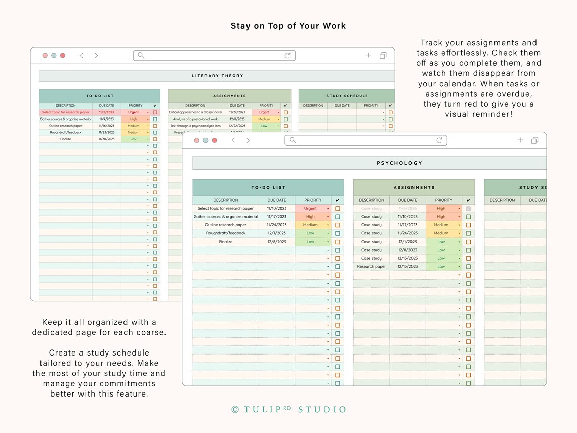 Digital Student Planner College Planner Course Tracker Google Sheets ...