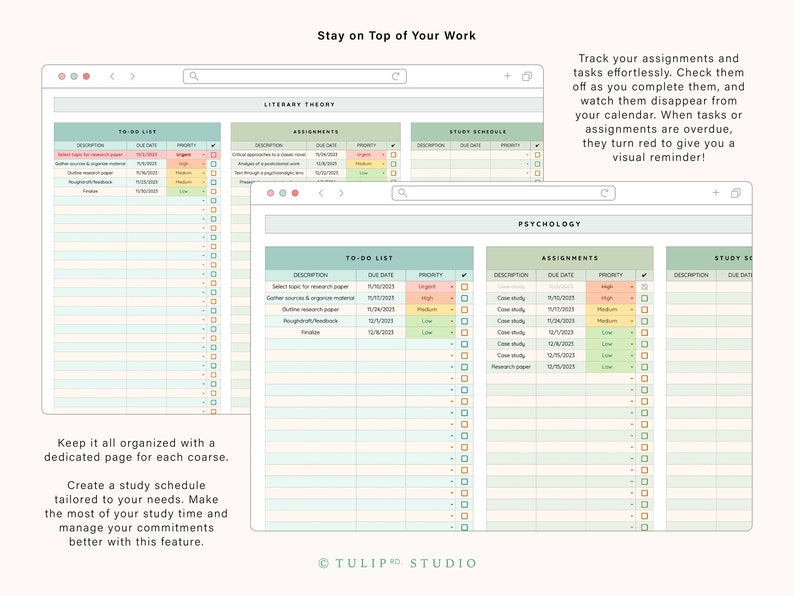Digital Student Planner College Planner Course Tracker Google Sheets ...