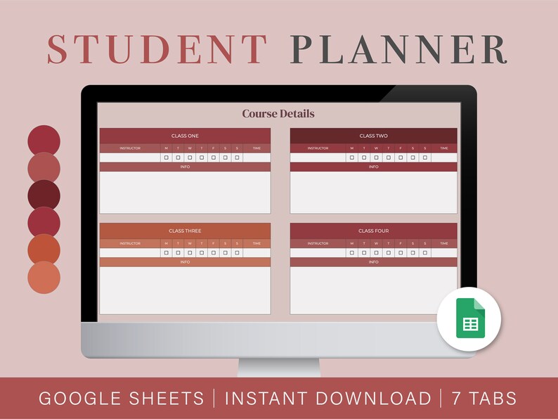Digital Student Planner College Planner Course Tracker - Etsy