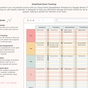 Family Chore Chart | Google Sheets Spreadsheet Template | Digital Chore ...