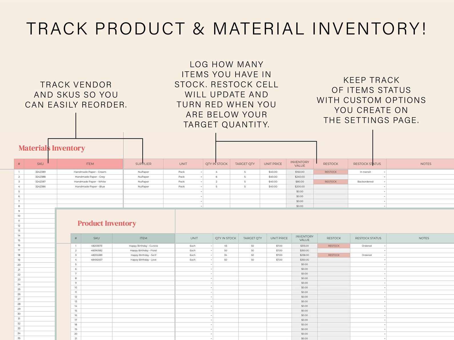 Pricing Calculator | Inventory Spreadsheet | Small Business Spreadsheet ...