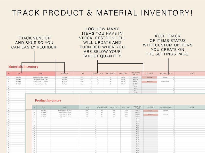 Pricing Calculator Inventory Spreadsheet Small Business - Etsy