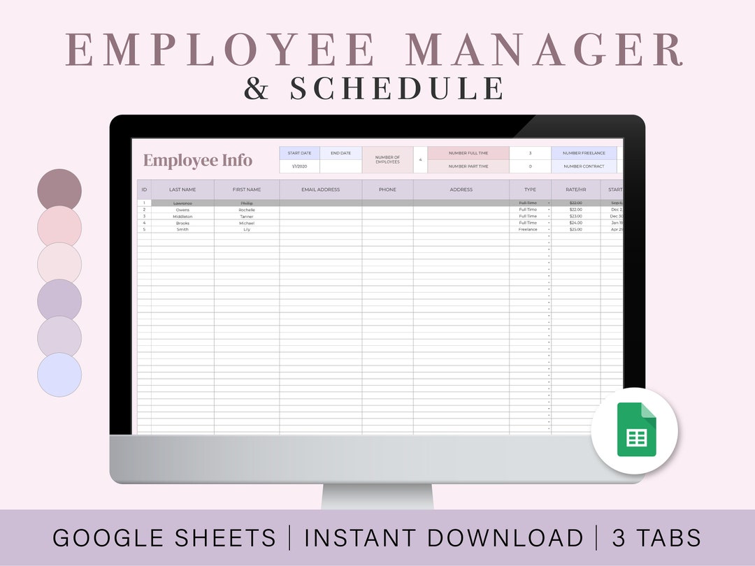 Employee Info and Absence Tracker | Monthly Employee Schedule ...