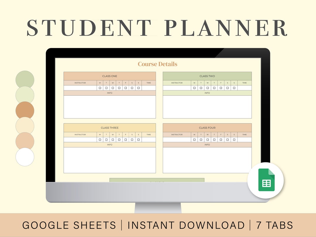 Digital Student Planner College Planner Course Tracker - Etsy