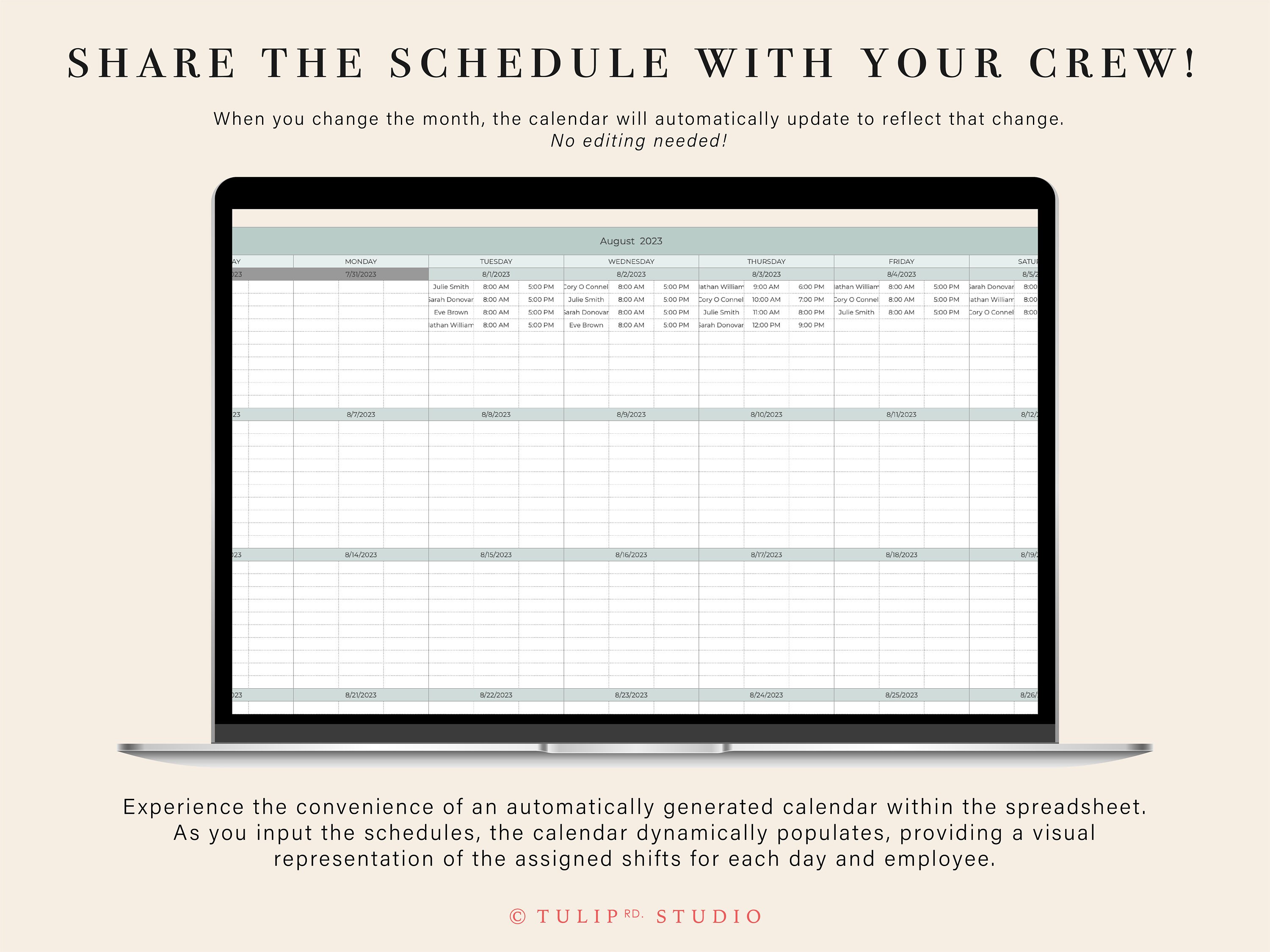 Employee Info and Absence Tracker Monthly Employee Schedule Business ...