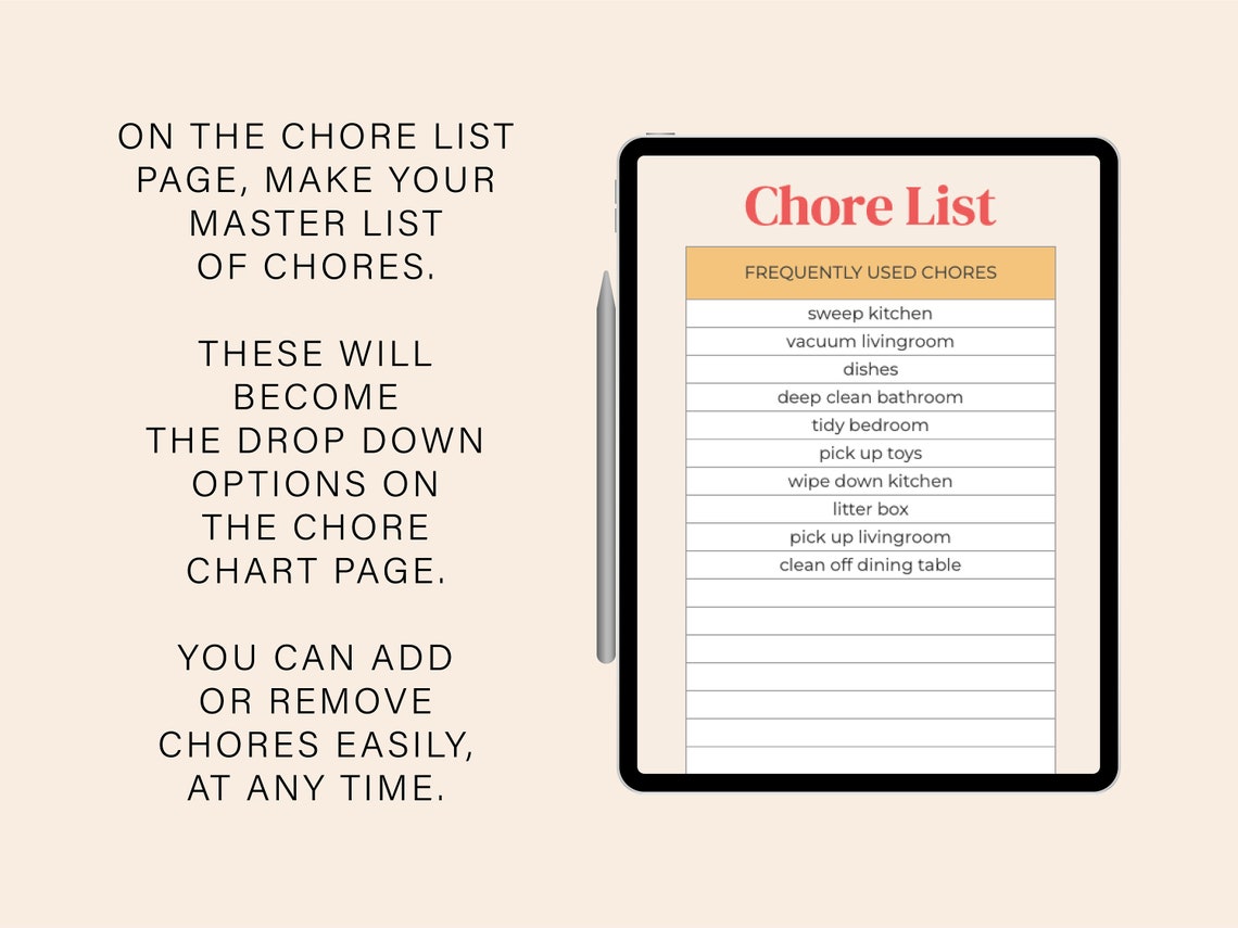 Family Chore Chart Google Sheets Spreadsheet Template Digital Chore ...