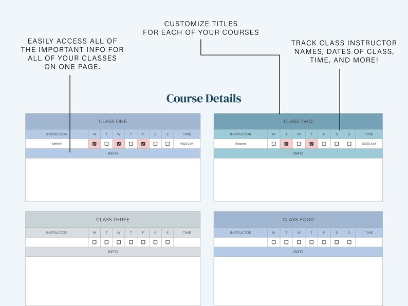 Digital Student Planner College Planner Course Tracker - Etsy