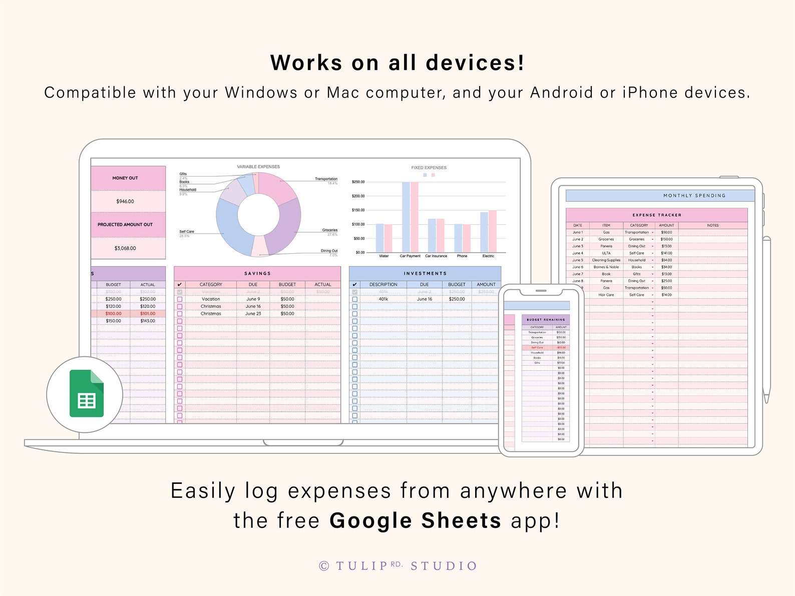 Monthly Budget Spreadsheet | Google Sheets Budget Template | Monthly ...