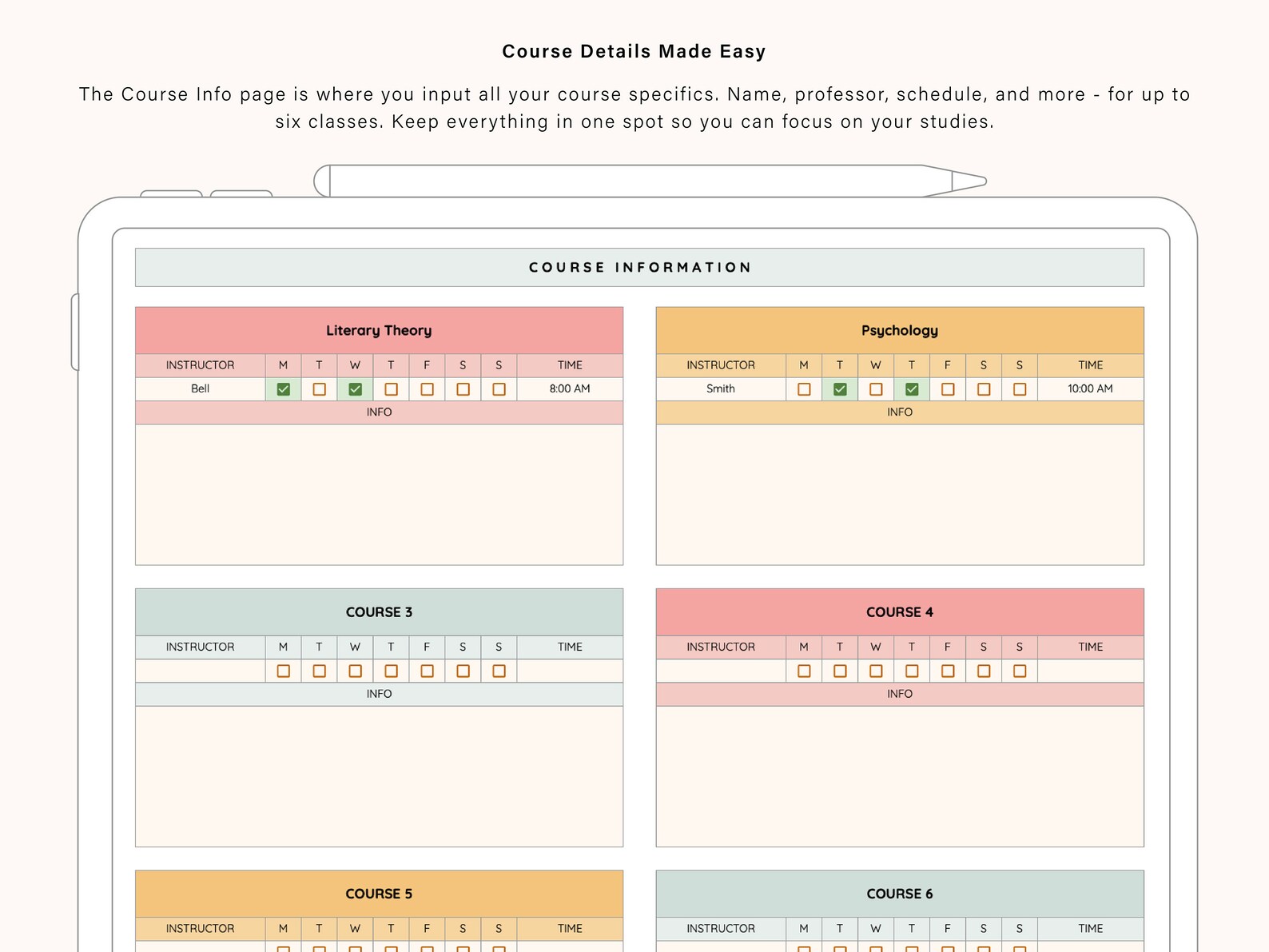 Digital Student Planner | College Planner | Course Tracker | Google ...