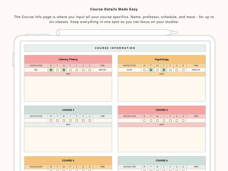 Digital Student Planner College Planner Course Tracker Google Sheets ...