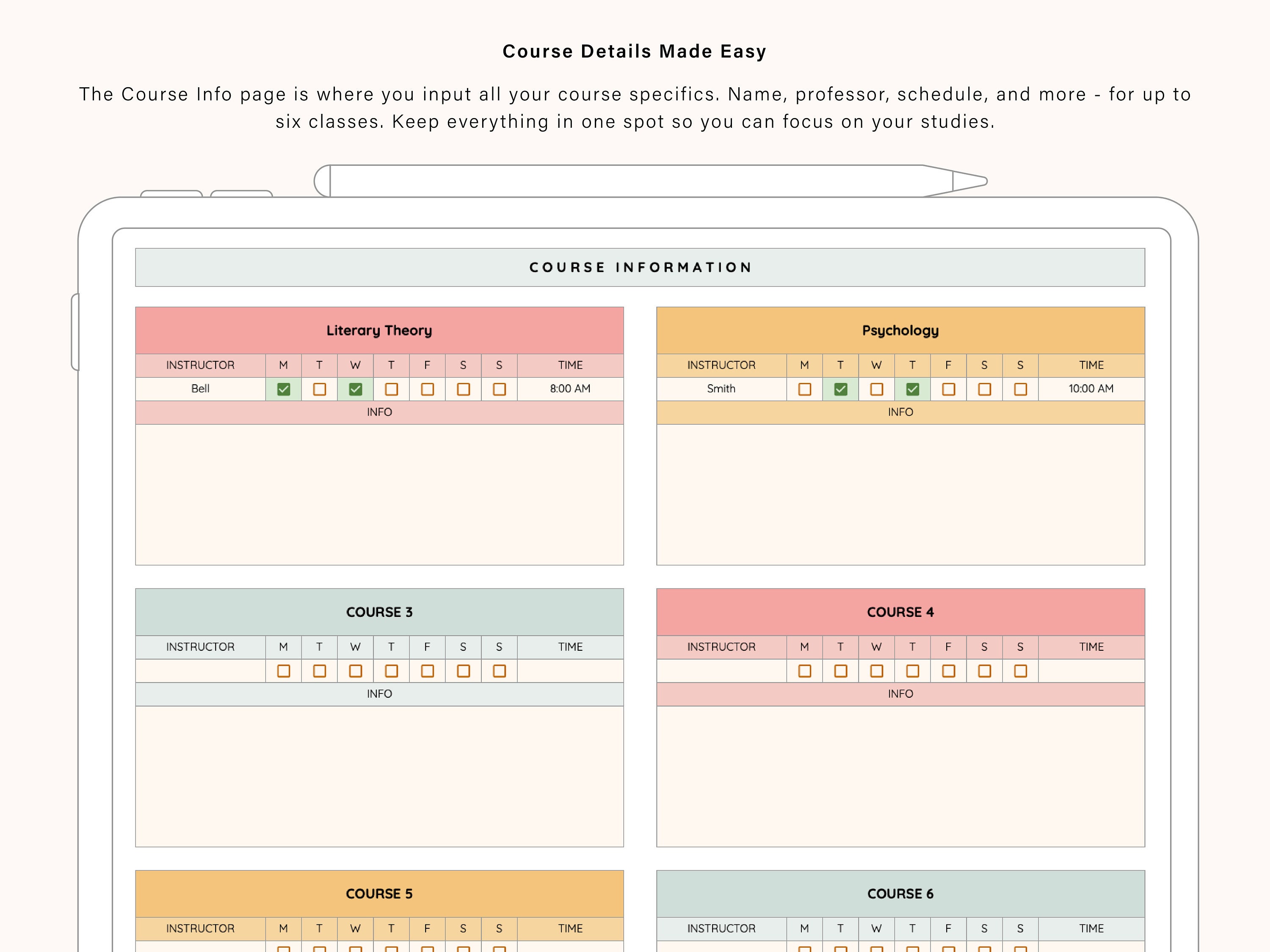 Digital Student Planner College Planner Course Tracker Google Sheets ...