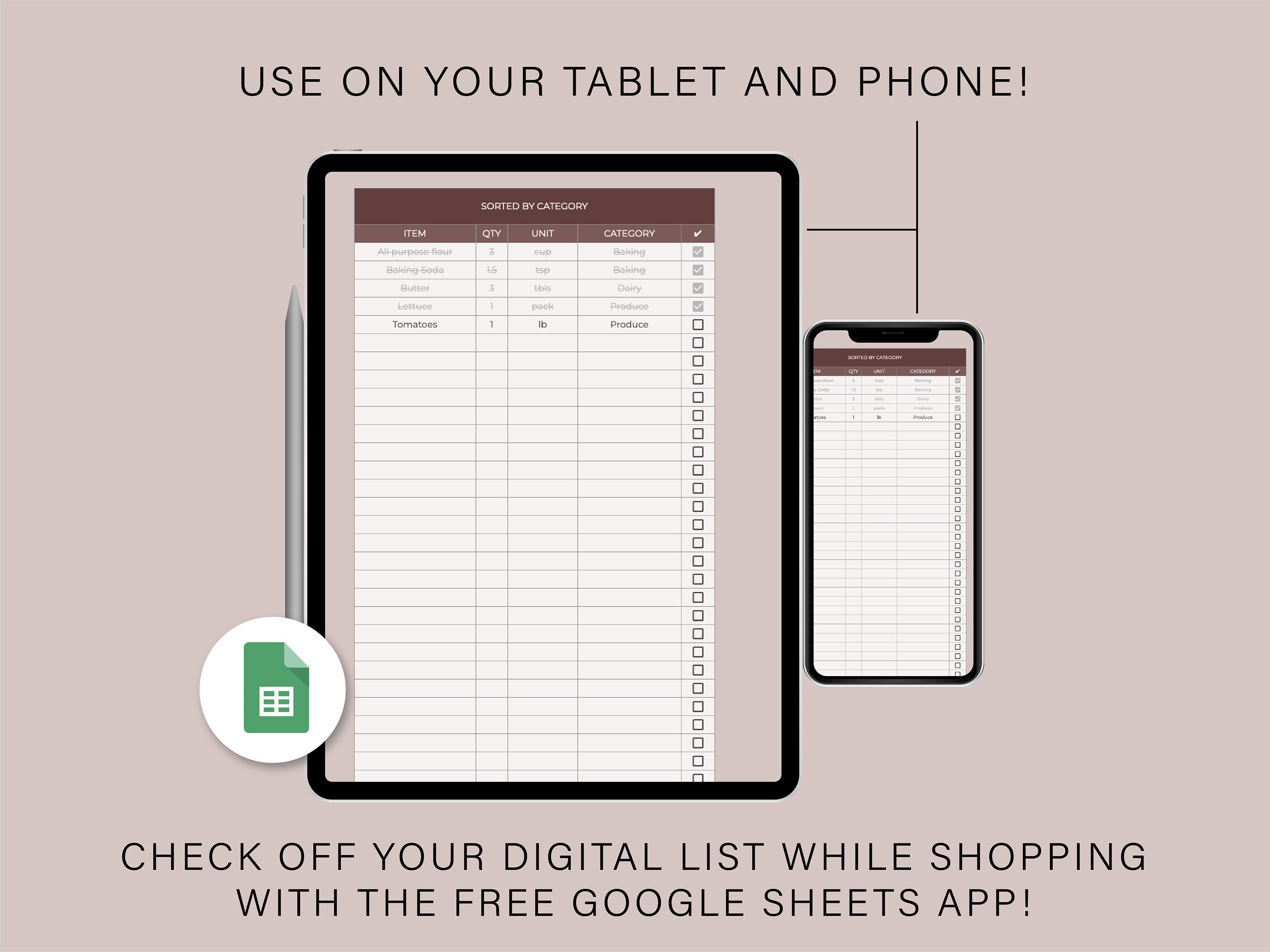 Digital Grocery List & Meal Planner Google Sheets - Etsy