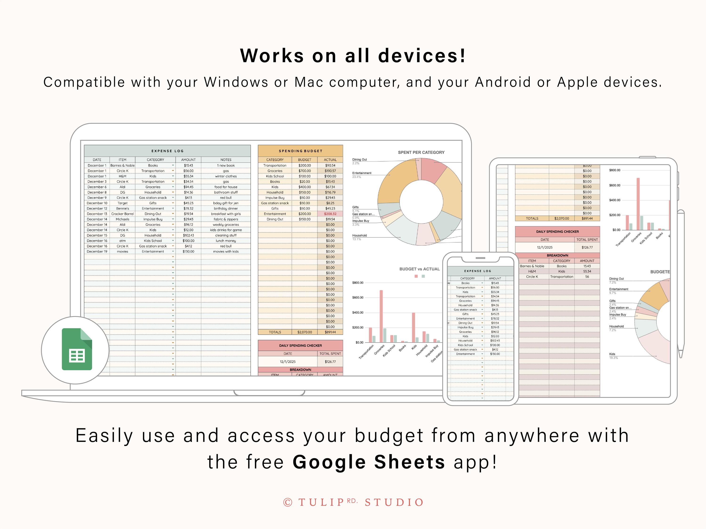 Expense Tracker for Google Sheets | Spreadsheet Budget Template - Etsy