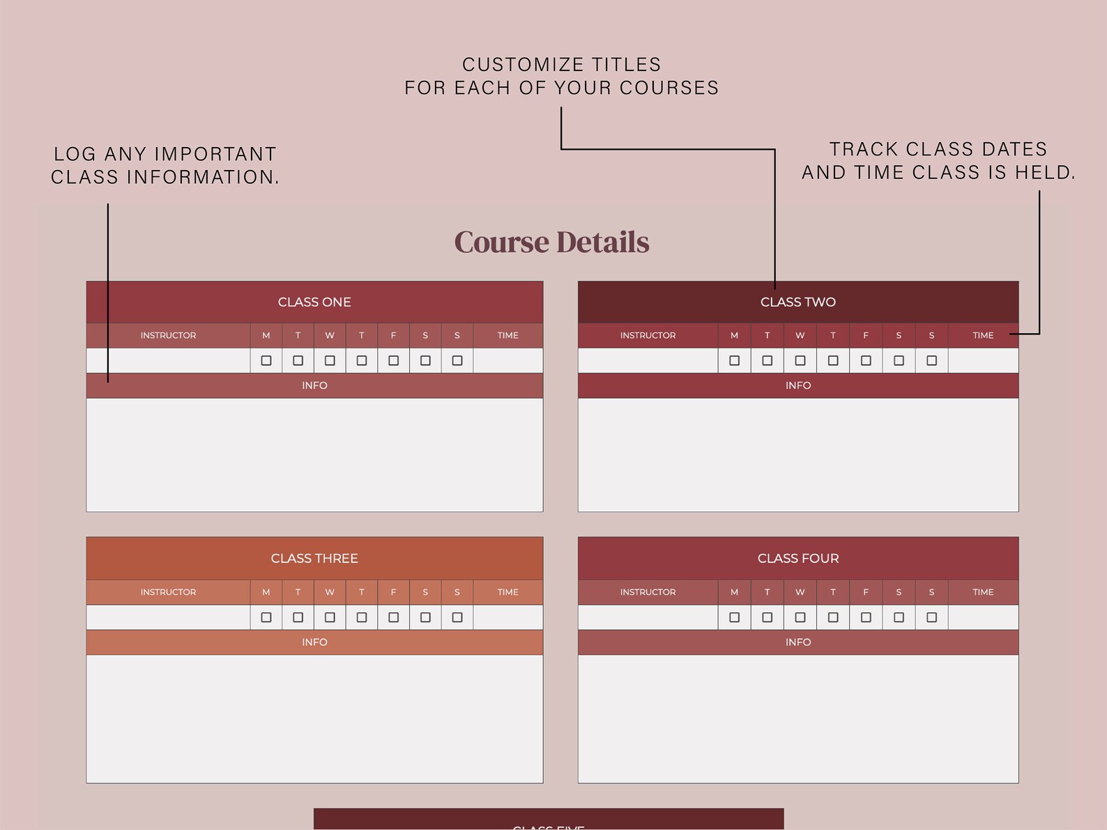 Digital Student Planner College Planner Course Tracker - Etsy