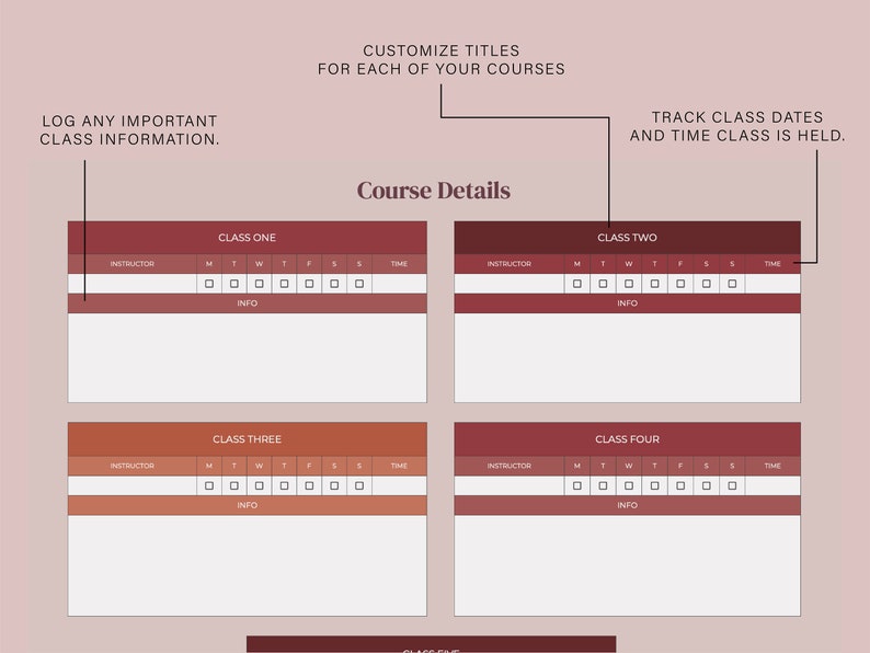 Digital Student Planner College Planner Course Tracker - Etsy