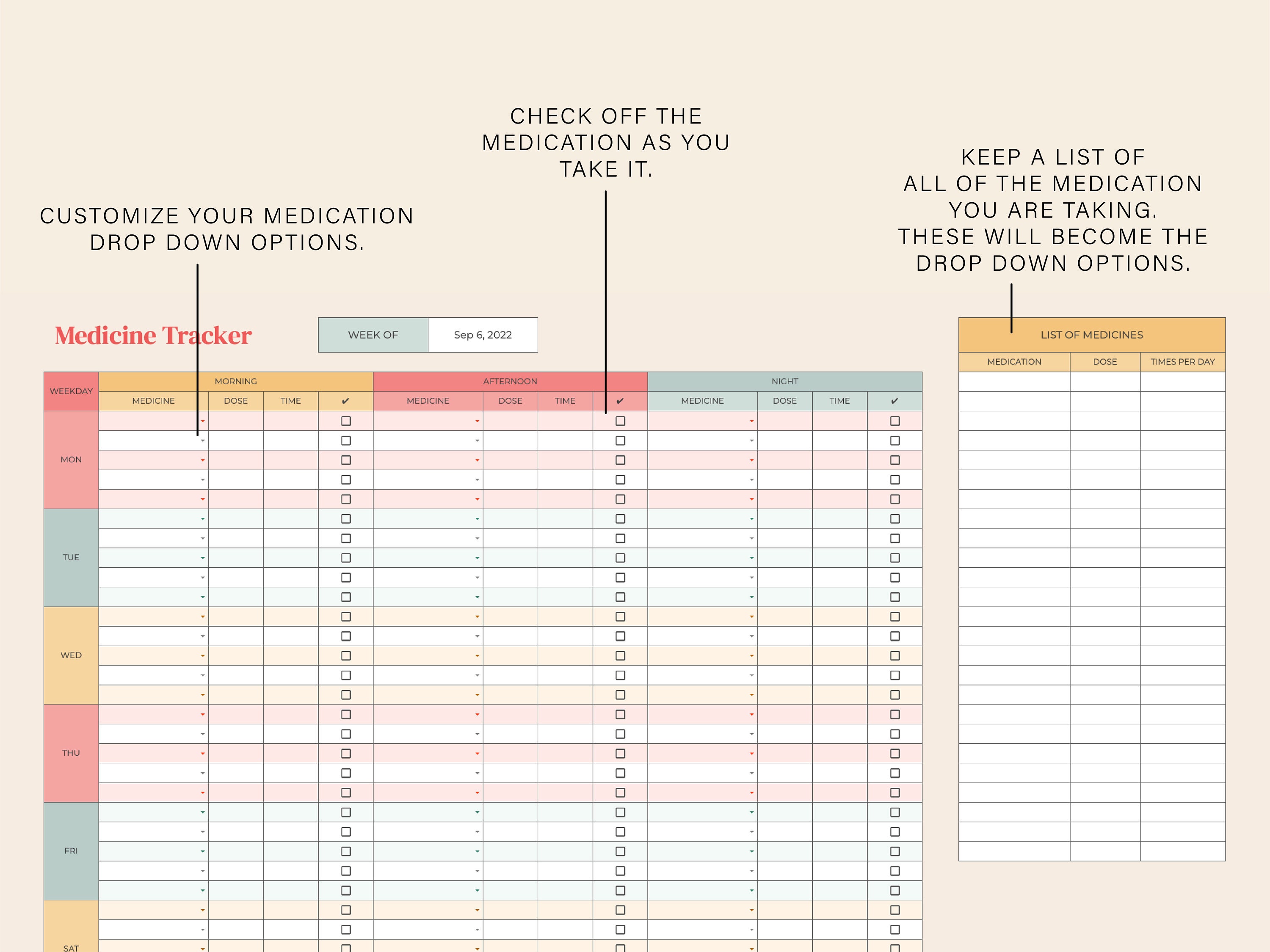 Medical Planner Spreadsheet | Digital Medication Tracker | Appointment ...