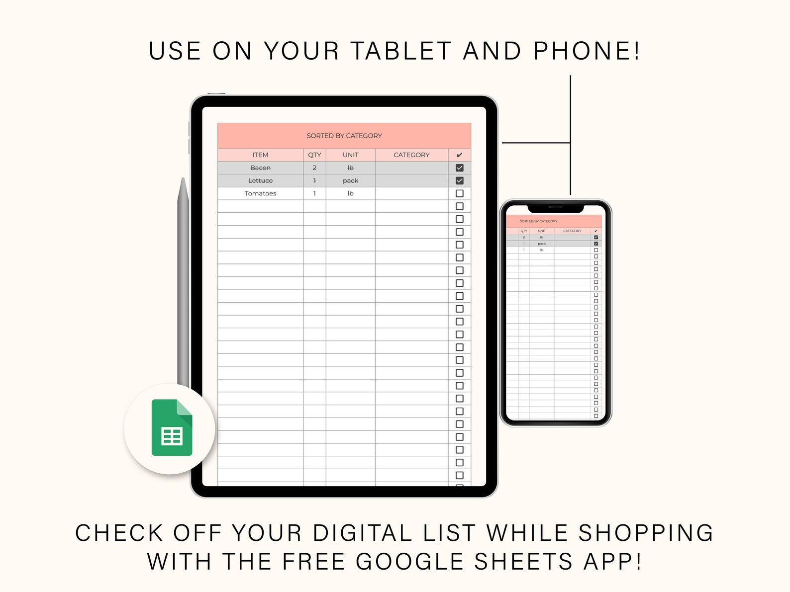 Digital Grocery List & Meal Planner | Google Sheets | Spreadsheet ...