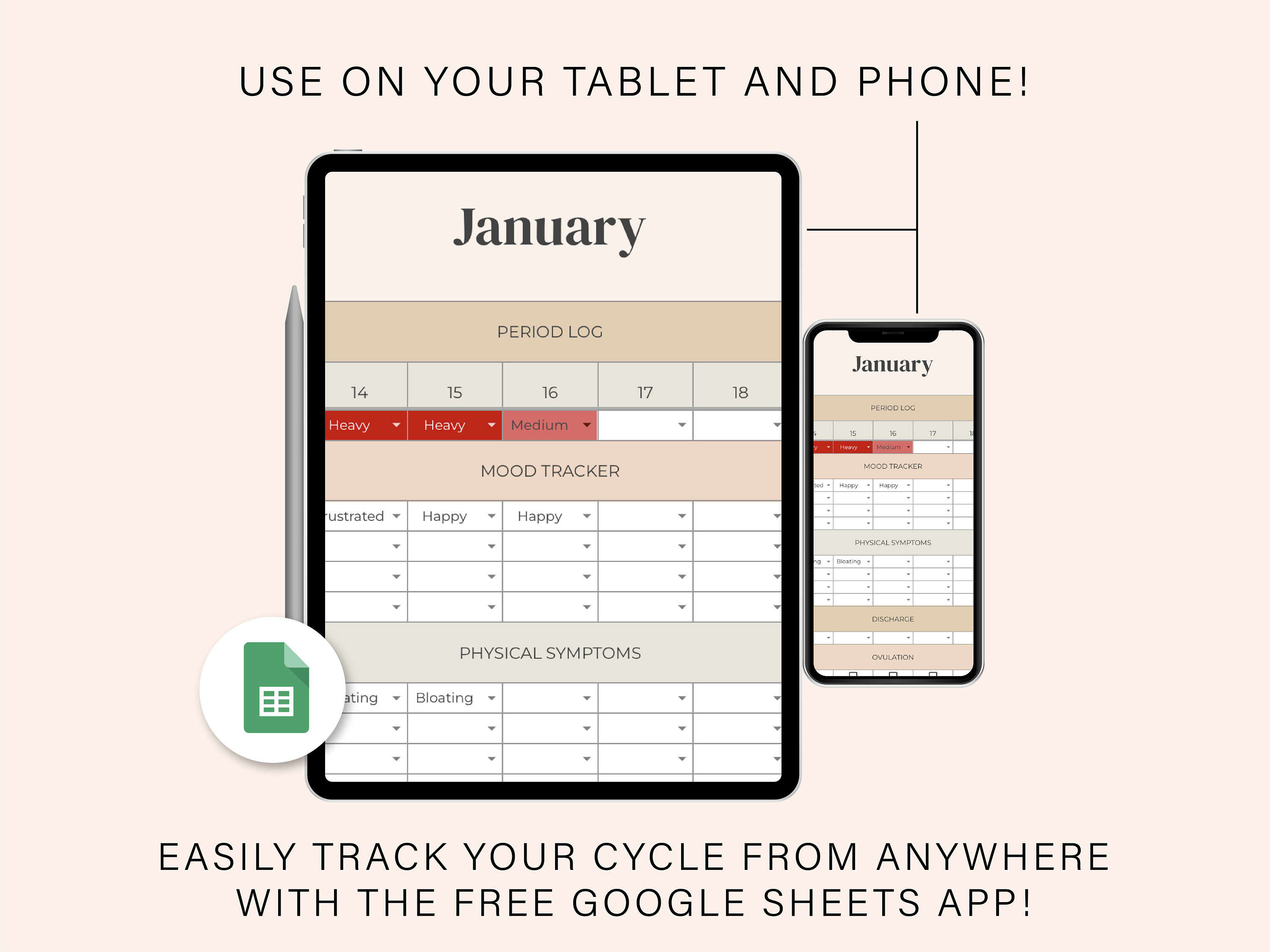 Digital Period Tracker Menstrual Cycle Tracking Google Sheets ...