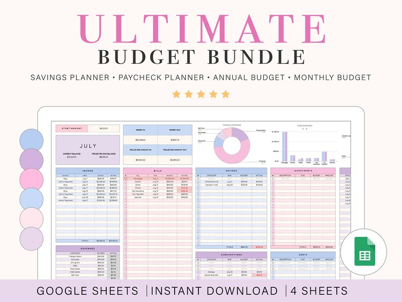 Budget Bundle Spreadsheet Template for Google Sheets - Etsy