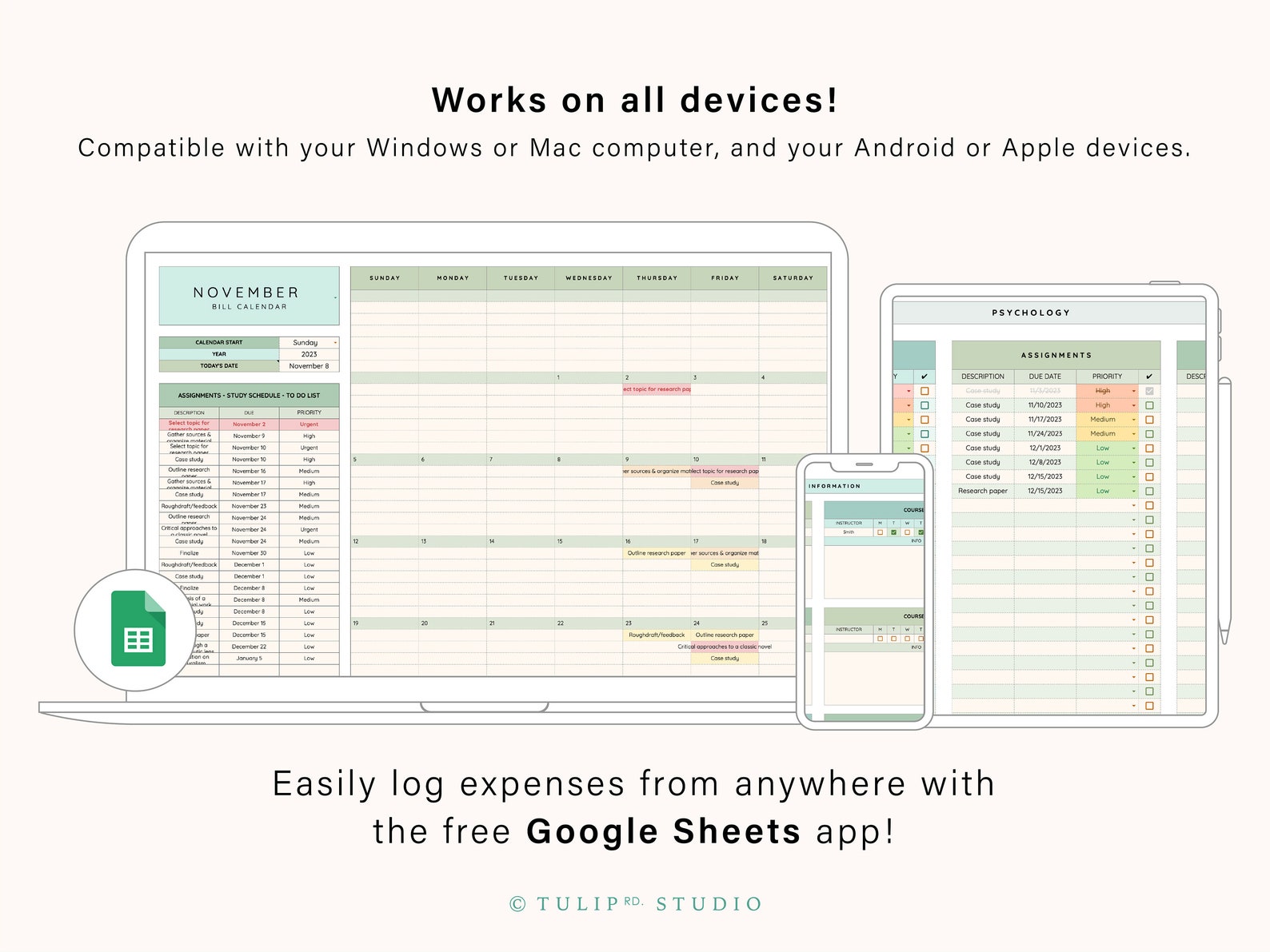 Digital Student Planner College Planner Course Tracker Google Sheets ...