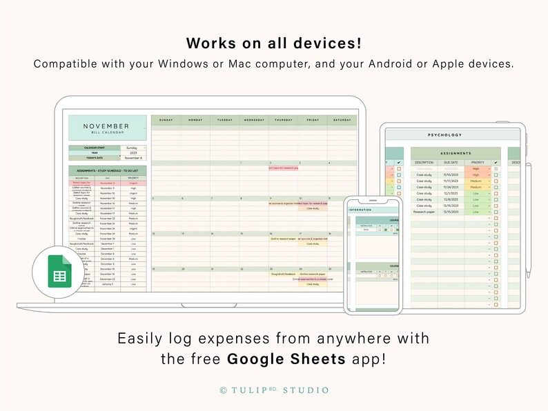 Digital Student Planner College Planner Course Tracker Google Sheets ...