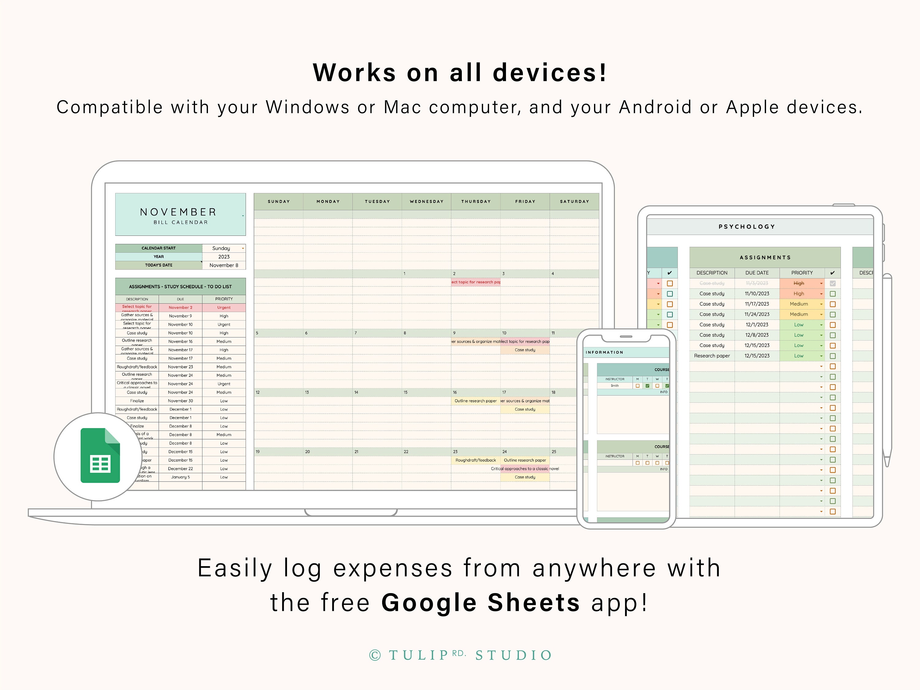 Digital Student Planner College Planner Course Tracker Google Sheets ...