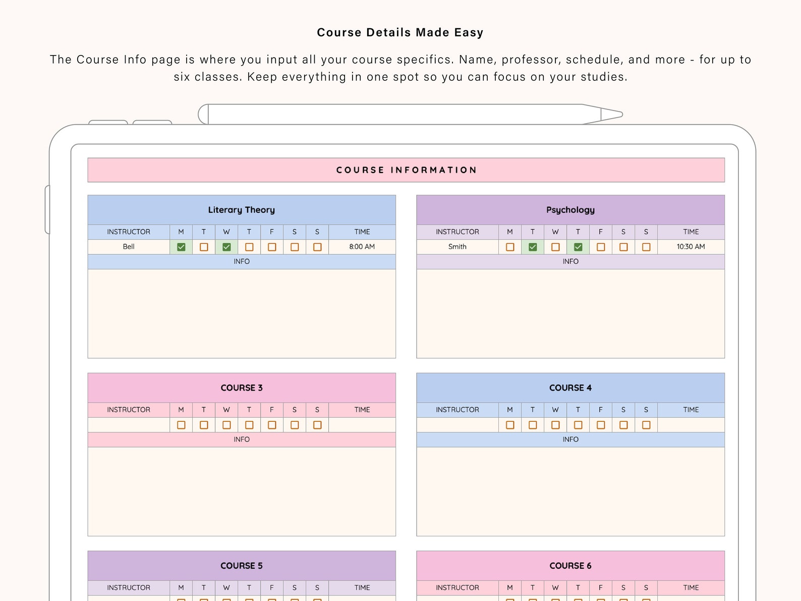 Digital Student Planner College Planner Course Tracker Google Sheets ...