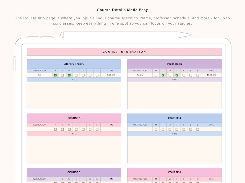 Digital Student Planner | College Planner | Course Tracker | Google ...