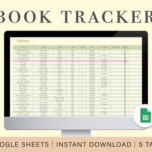 Book Tracker Spreadsheet Reading Log Google Sheets - Etsy