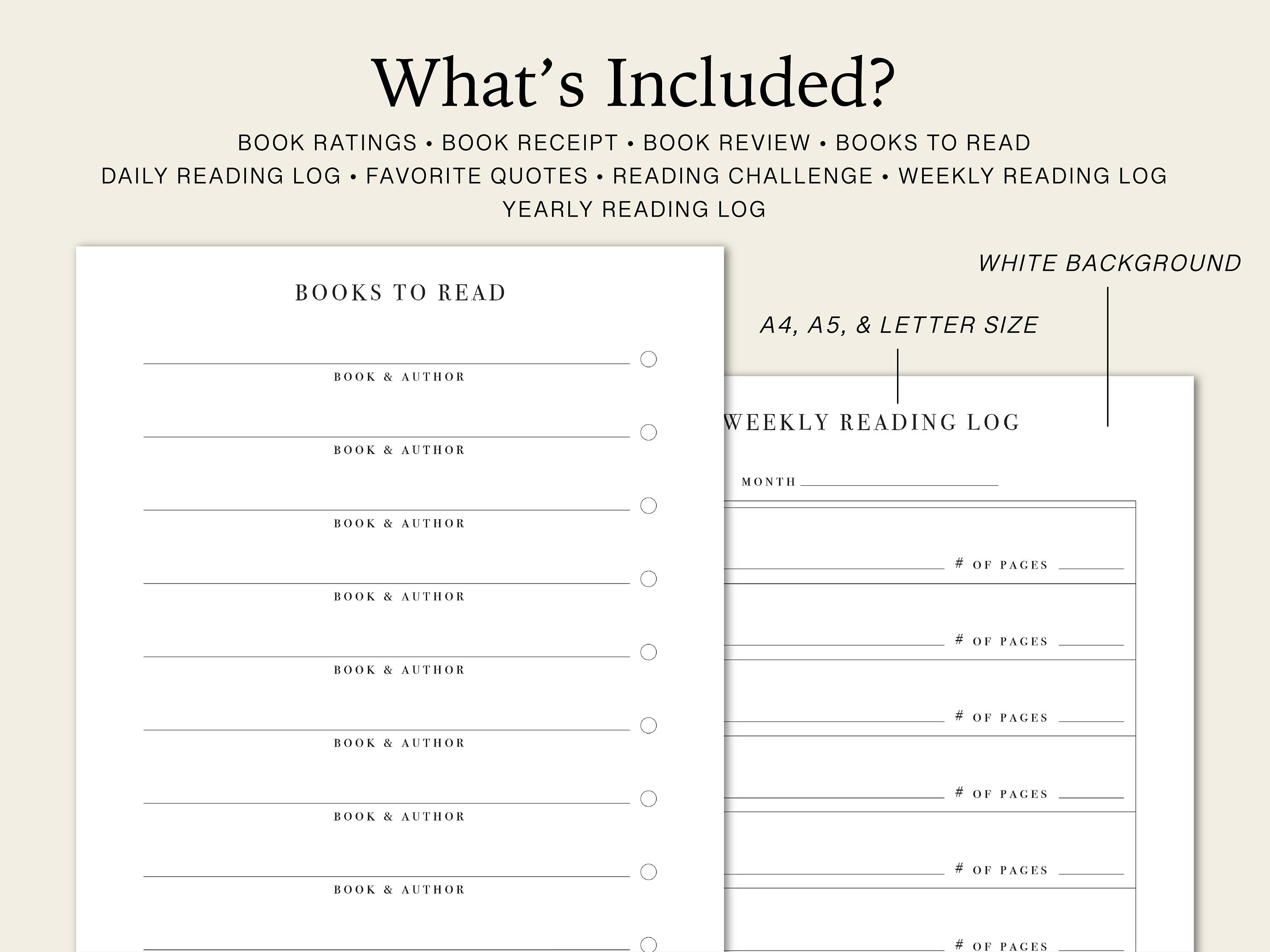 Reading Journal Printables | Printable Journal | Book Log | Book ...