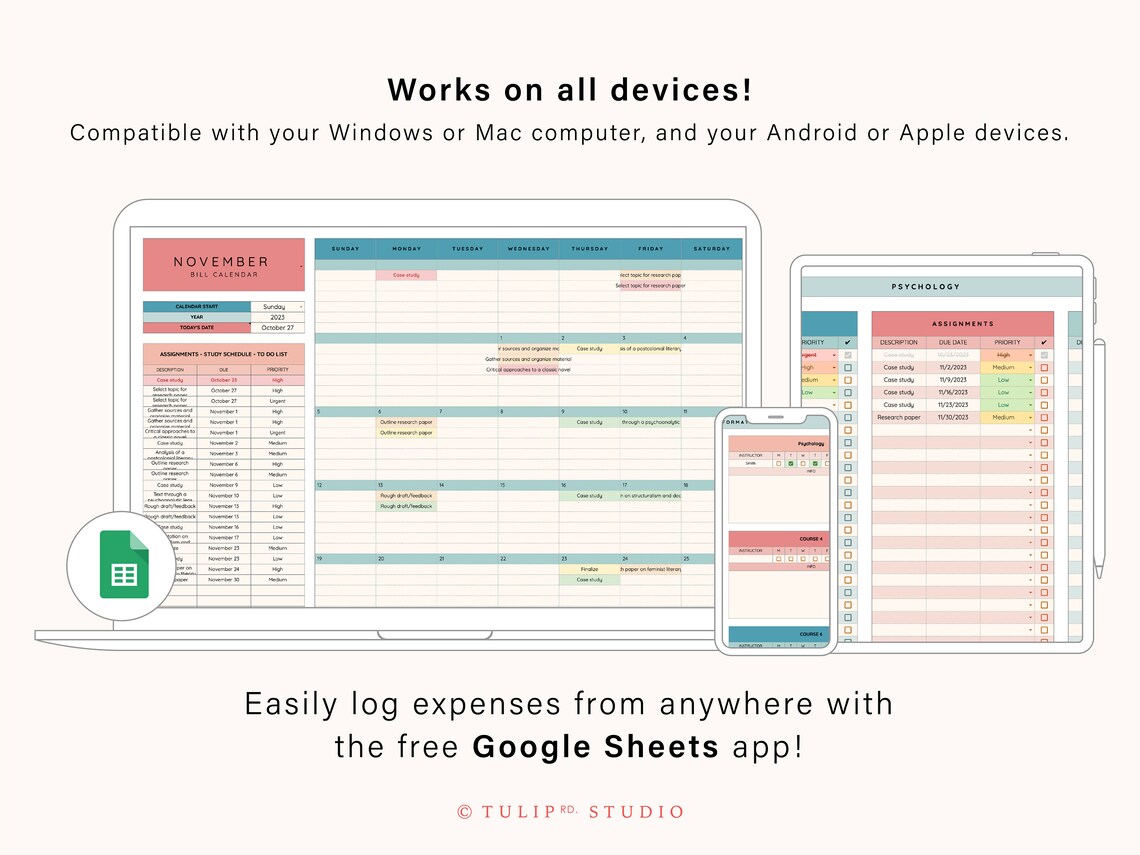 Digital Student Planner College Planner Course Tracker Google Sheets ...