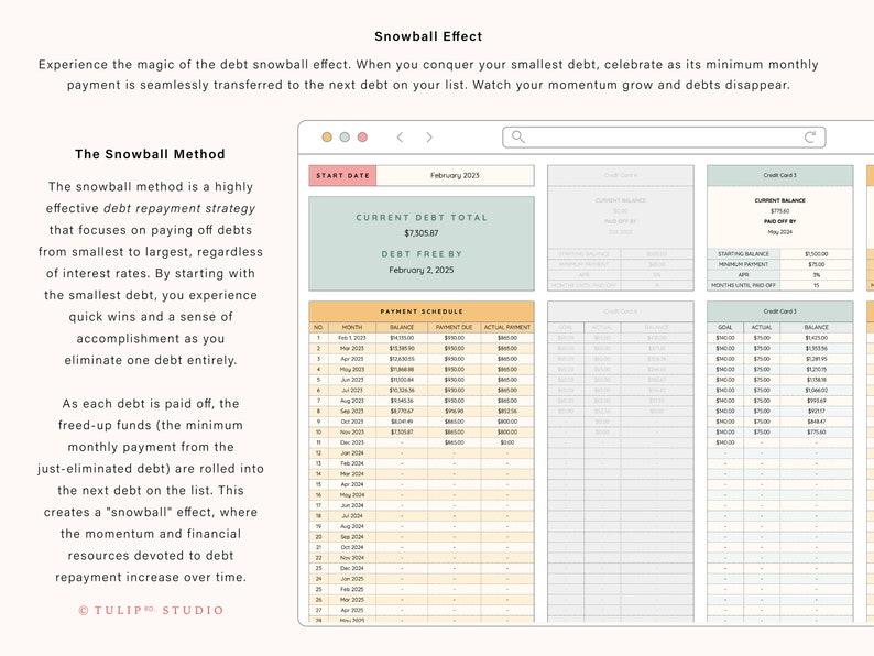 Debt Snowball Spreadsheet | Debt Payoff Tracker | Google Sheets Debt ...