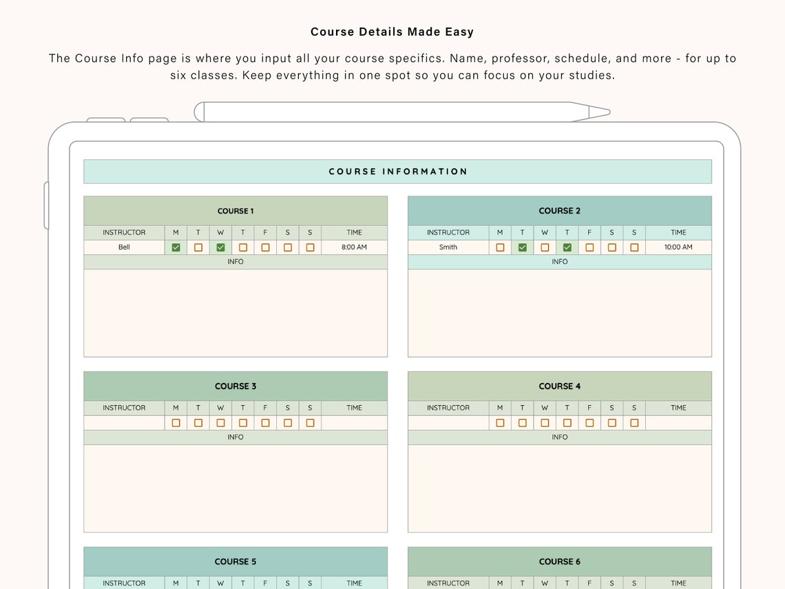 Digital Student Planner College Planner Course Tracker Google Sheets ...