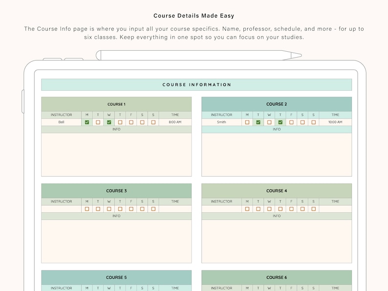 Digital Student Planner College Planner Course Tracker Google Sheets ...