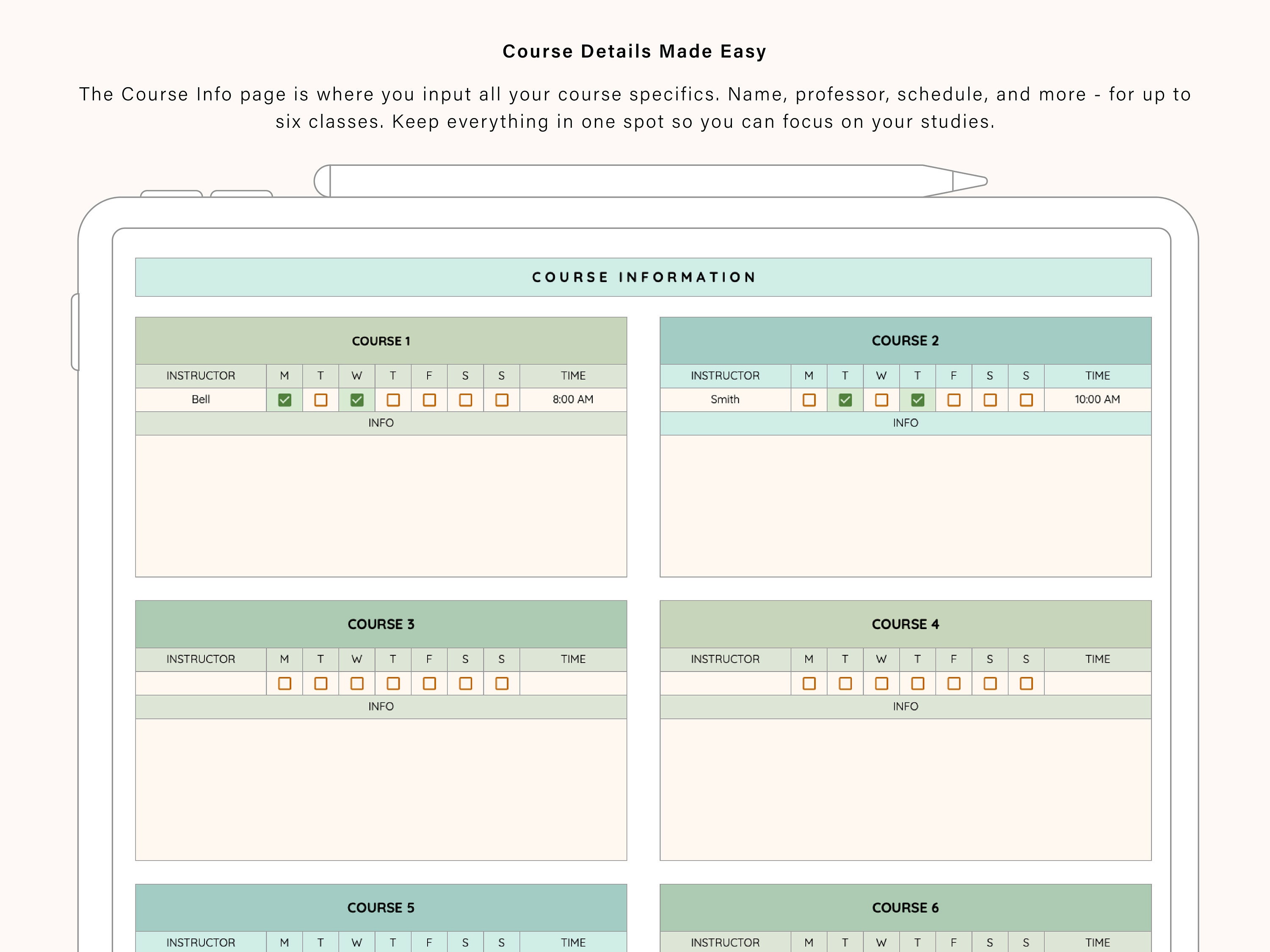 Digital Student Planner College Planner Course Tracker Google Sheets ...