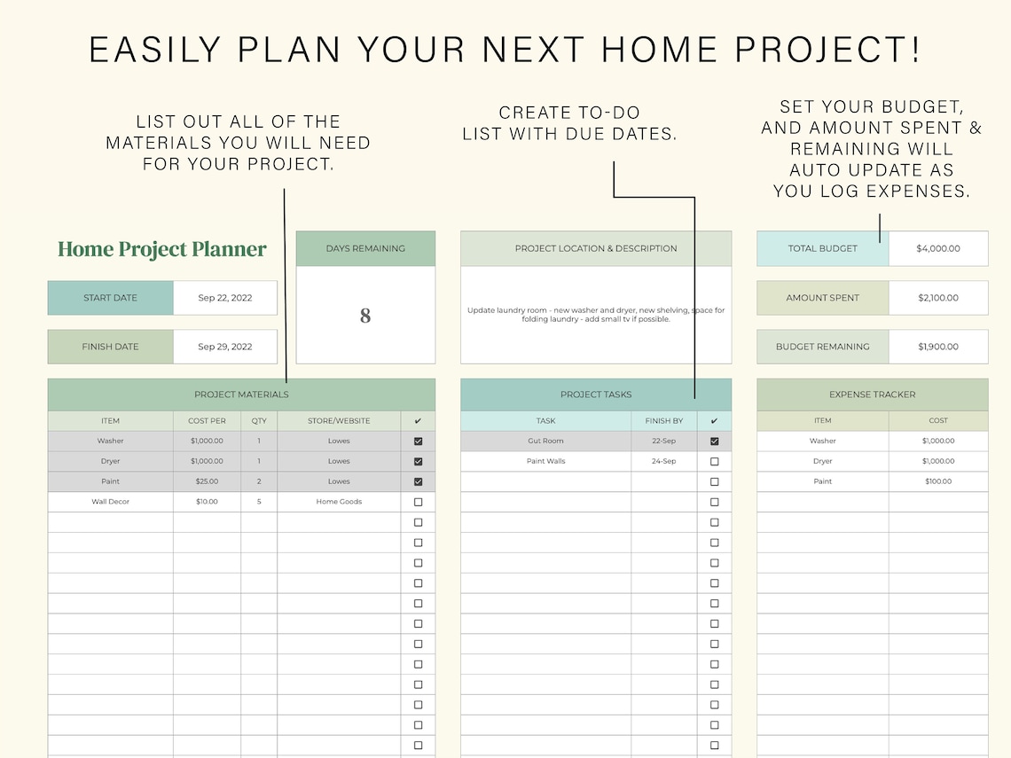Ultimate Home Management Bundle Task Tracker Meal Planner - Etsy