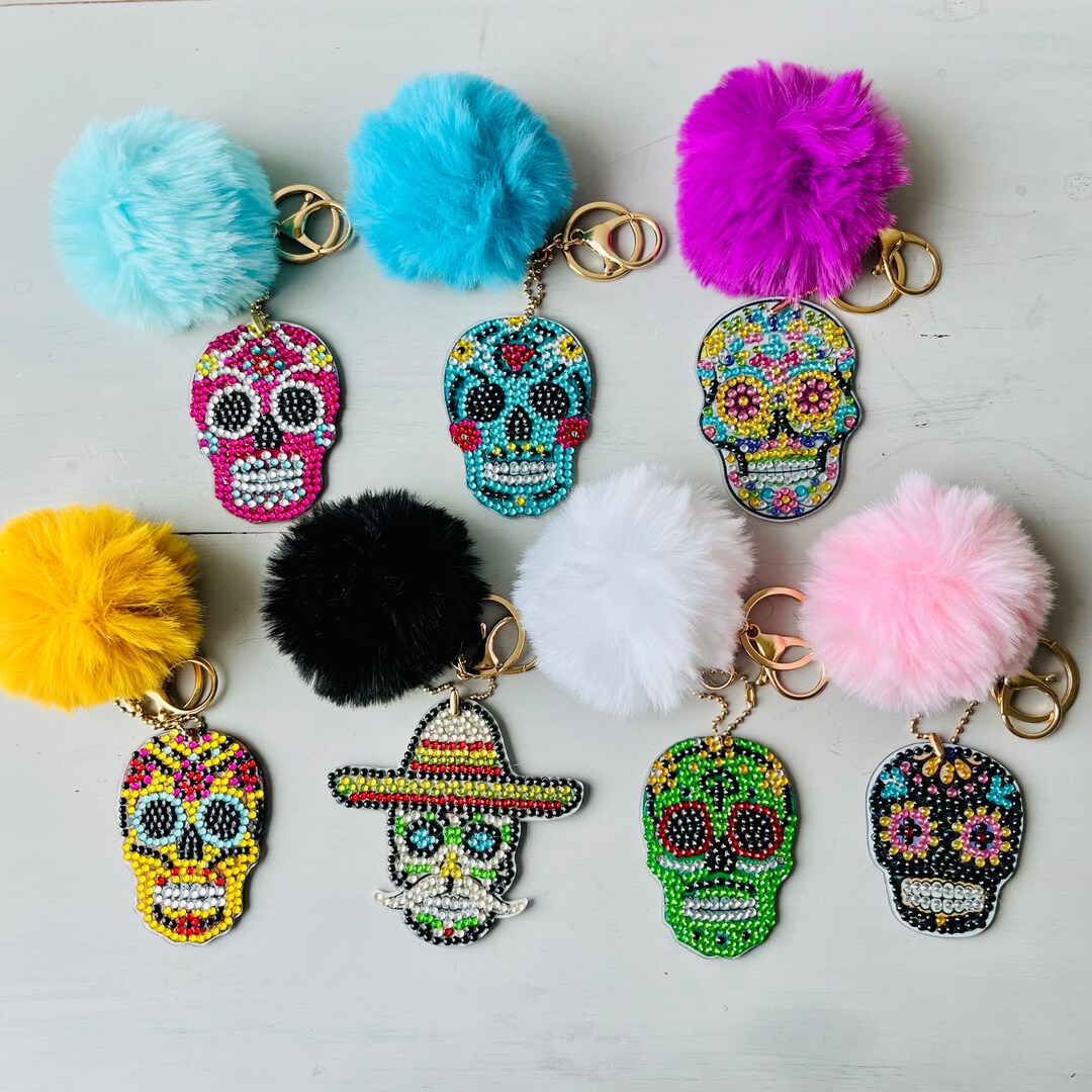 Sparkling Sugar Skull Keychain and Backpack Clips - Etsy