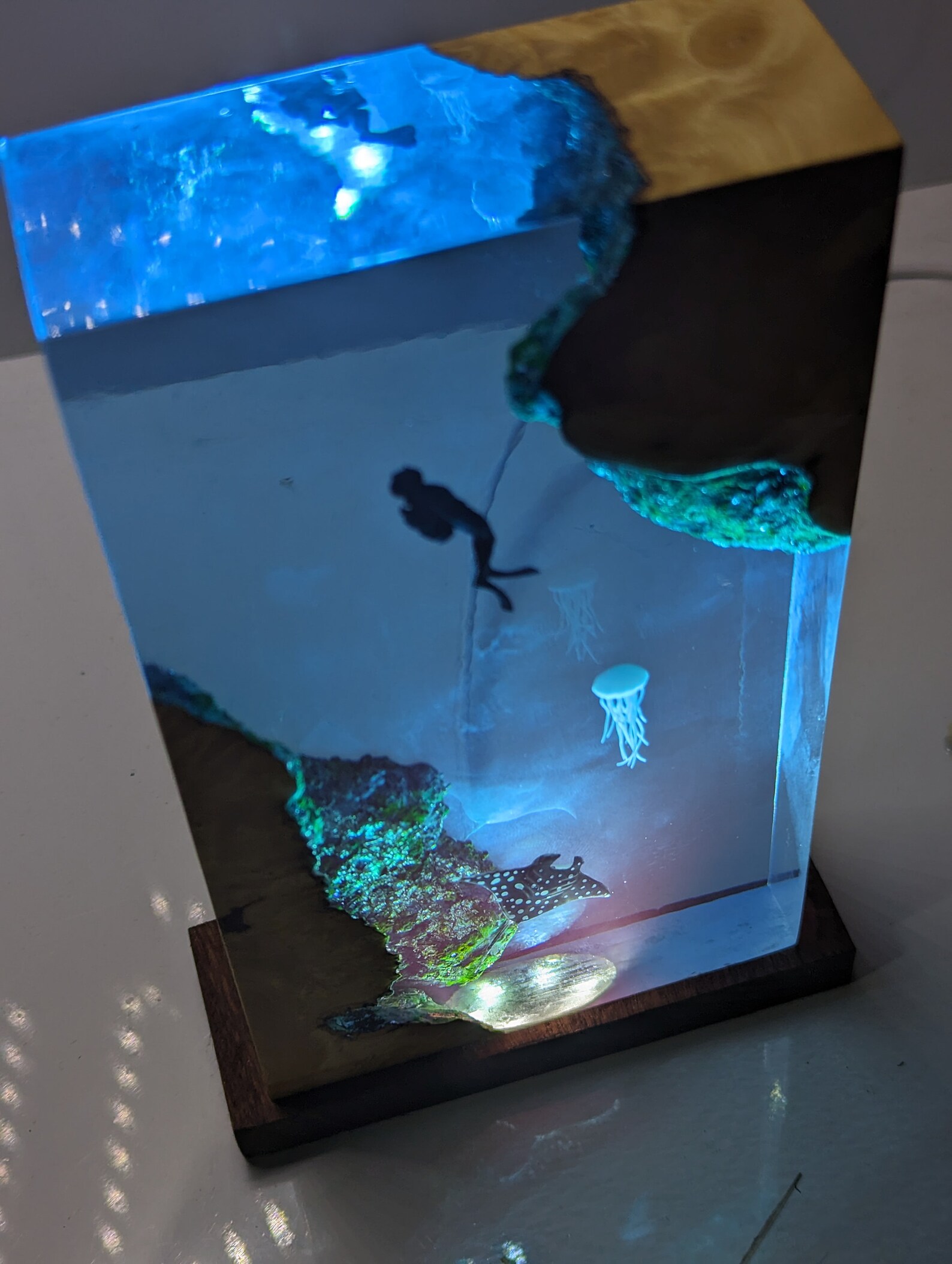 Diver's Night Light, Deep Sea Epoxy Resin Lamp, Wood Resin Lamp, Resin ...